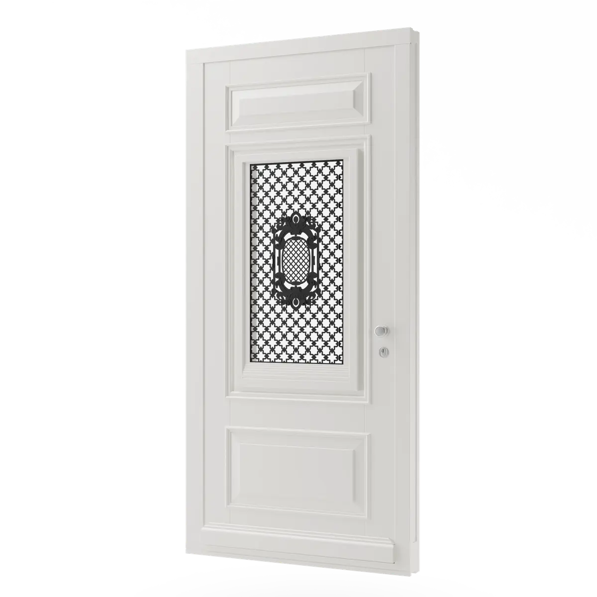Luxe houten voordeur met lijstwerk en gietijzeren rooster nodig?